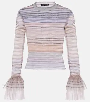 SUSAN FANG Printed Sheer Tulle Top - Multicoloured