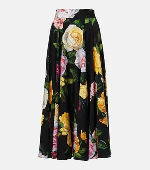 Dolce & Gabbana Floral Silk-blend Charmeuse Midi Skirt - Multicoloured
