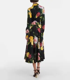 Dolce & Gabbana Floral Silk-blend Charmeuse Midi Skirt