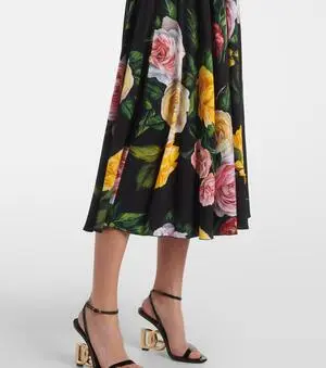 Dolce & Gabbana Floral Silk-blend Charmeuse Midi Skirt