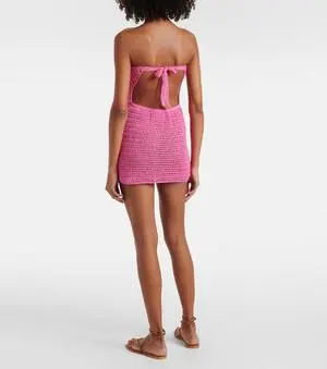 Anna Kosturova Camellia Crochet Cotton Minidress - Pink