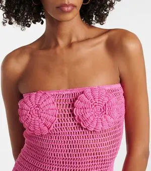 Anna Kosturova Camellia Crochet Cotton Minidress - Pink