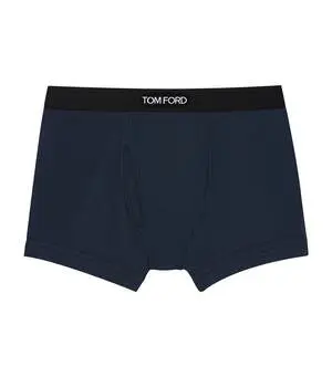 TOM FORD Stretch-cotton Logo Boxers Navy