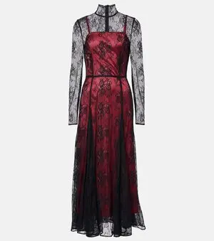 Dolce & Gabbana Floral Lace Midi Dress - Black