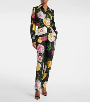 Dolce & Gabbana Floral Silk Straight Pants