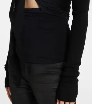 Rick Owens Cropped Virgin Wool Sweater Ivory Glow