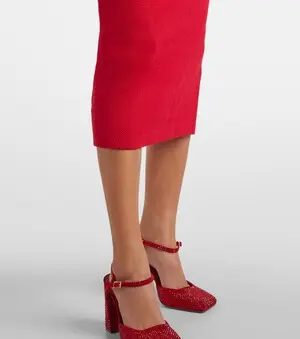 SELF-PORTRAIT Embellished Knitted Midi Skirt