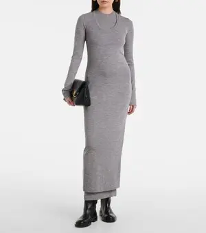 JIL SANDER Virgin Wool Midi Dress - Grey