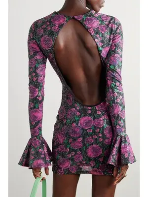 ROTATE BY BIRGER CHRISTENSEN Rosita Open-back Sequin Mini Dress