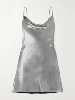 ROTATE BY BIRGER CHRISTENSEN Metallic Stretch-satin Mini Dress - Silver