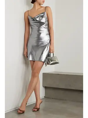 ROTATE BY BIRGER CHRISTENSEN Metallic Stretch-satin Mini Dress