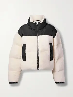 SHOREDITCH SKI CLUB Maya Cropped Shearling And Quilted Jacket - White