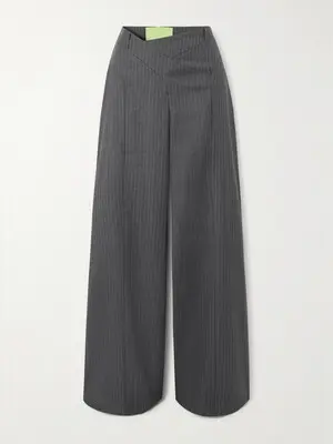 Gauge81 Tora Pinstriped Wool Wide-leg Pants - Gray