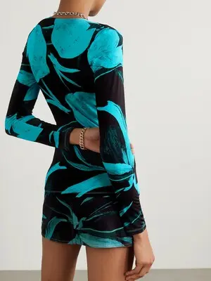 LOUISA BALLOU Helios Embellished Printed Stretch-jersey Top