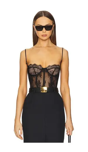 Retrofete Gisela Bodysuit Lace Bustier With Adjustable Straps - Black