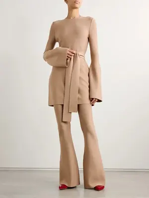 Gabriela Hearst Ayala Embellished Knitted Wool And Cashmere-blend Flared Pants
