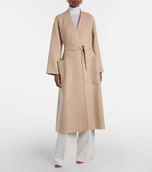 Max Mara Vezzoso Camel Hair Wrap Coat - Beige