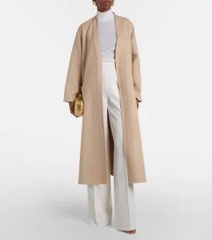 Max Mara Vezzoso Camel Hair Wrap Coat - Beige