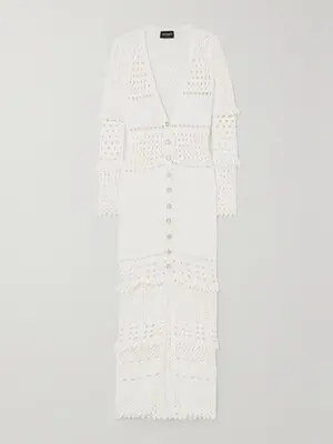 Retrofete Alaia Iridescent Crochet-knit Cardigan - White