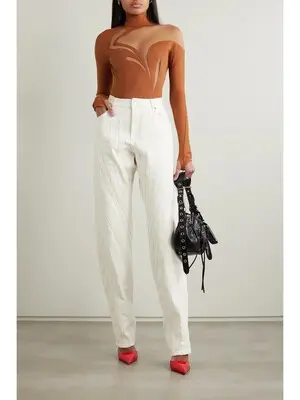 MUGLER Stretch-jersey And Tulle Bodysuit