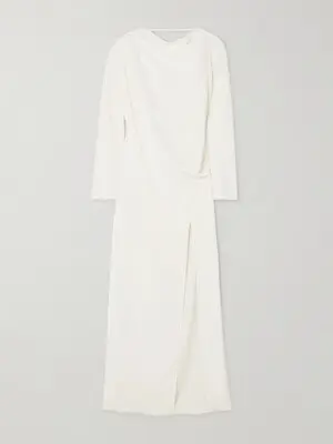 Michael Lo Sordo Draped Silk-faille Gown - White