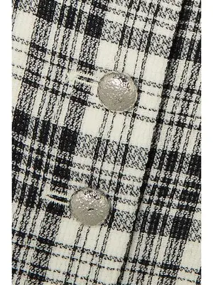 Alessandra Rich Cropped Prince Of Wales Checked Wool Jacket