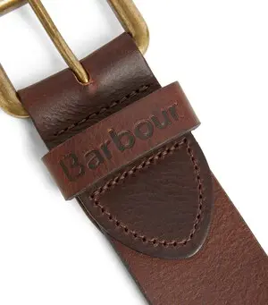 Barbour Matte Leather Belt With Gold-tone Buckle
