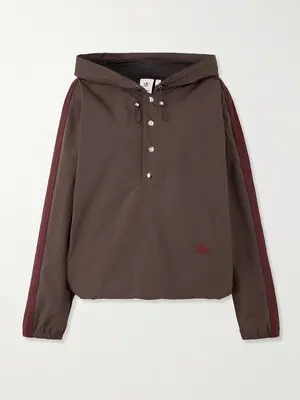 ADIDAS ORIGINALS Wales Bonner X Hooded Embroidered Striped Shell Jacket - Brown