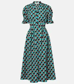 Diane Von Furstenberg Erica Printed Cotton Midi Dress - Multicoloured