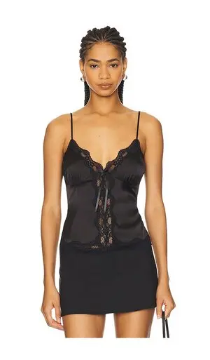 GUIZIO Blair Top Lace Trimmed Camisole - Black
