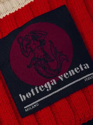Bottega Veneta Patchwork Striped Ribbed Cotton Sweater With Ruffle Trim - Multi