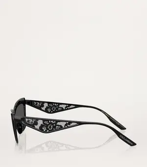 Dolce & Gabbana Steel Cat Eye Sunglasses - Black