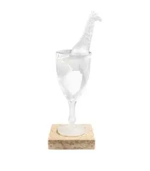 Lalique Crystal And Marble Le Bain De Cristal Sculpture - Clear