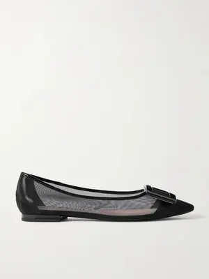 ROGER VIVIER Buckled Mesh Ballet Flats - Black
