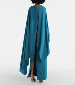 ROKSANDA Demetria Cape Effect Crepe Midi Dress - Blue