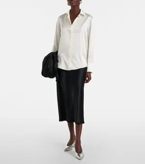 Max Mara Carnet Silk Satin Midi Skirt