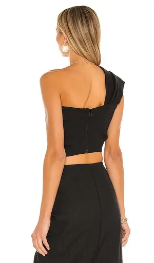 JBQ One Shoulder Twist Front Top - Black