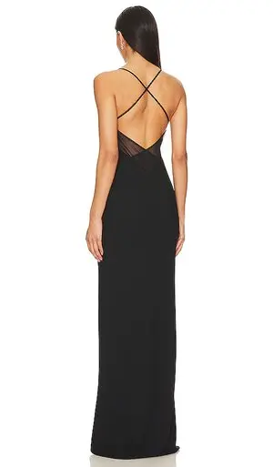 THE SEI Plunge Gown With Mesh Paneling