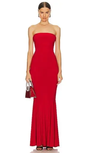 Norma Kamali Strapless Fishtail Gown - Red