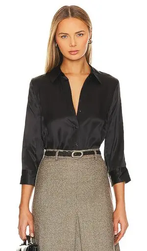 L'Agence Dani Silk Charmeuse Blouse - Black