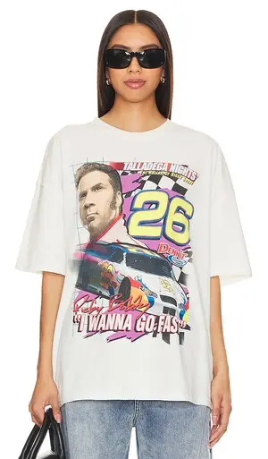 PHILCOS Talladega Nights I Wanna Go Fast Oversized Tee - Cream