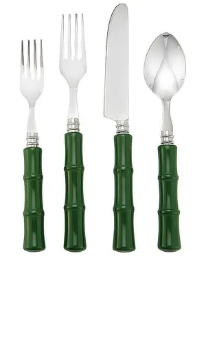 CHEFANIE Resin Bamboo Flatware Set - Green