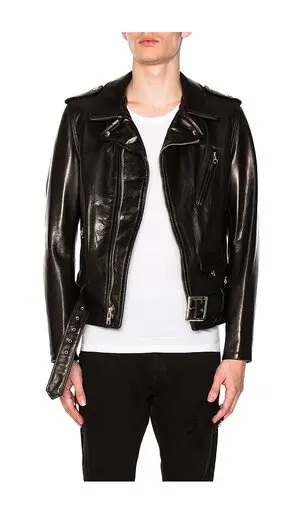 SCHOTT Pebbled Leather Moto Jacket - Black
