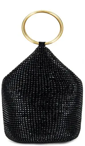 OLGA BERG Ellie Crystal Mesh Ring Handle Bag