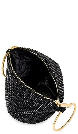 OLGA BERG Ellie Crystal Mesh Ring Handle Bag