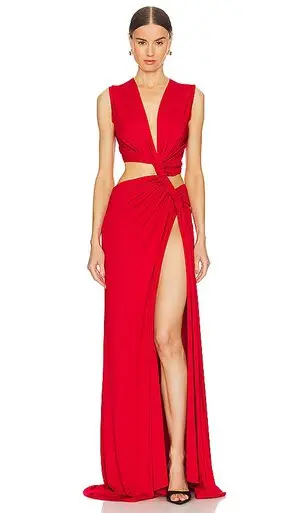 SID NEIGUM Triple Loop Knit Dress - Red