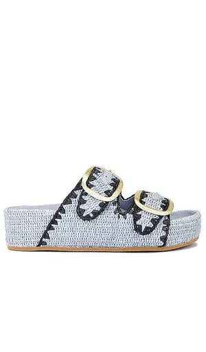 LOEFFLER RANDALL Theo Raffia Platform Sandals - Blue