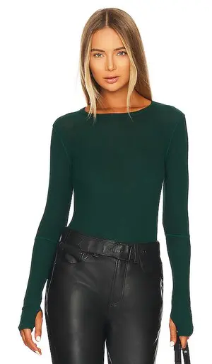 Michael Lauren Everett Long Sleeve Thumbhole Tee - Dark Green