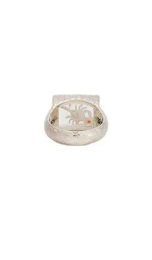 MAPLE Sterling Silver Scorpio Signet Ring With Citron Stone - Metallic Silver