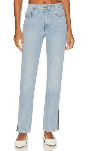 GRLFRND Harlow Petite High Rise Boot With Slit Hem Jeans In . Also - Denim-light